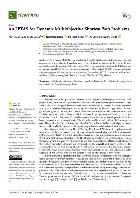 pdf an fptas for dynamic multiobjective shortest path problems
