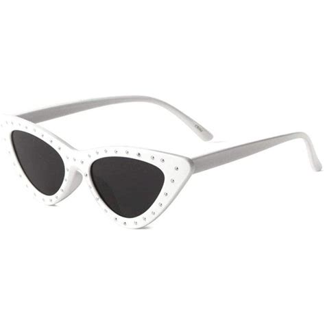 Frontal Rhinestone Retro Sharp Cat Eye Sunglasses White Cj198d7yesw Cat Eye Sunglasses