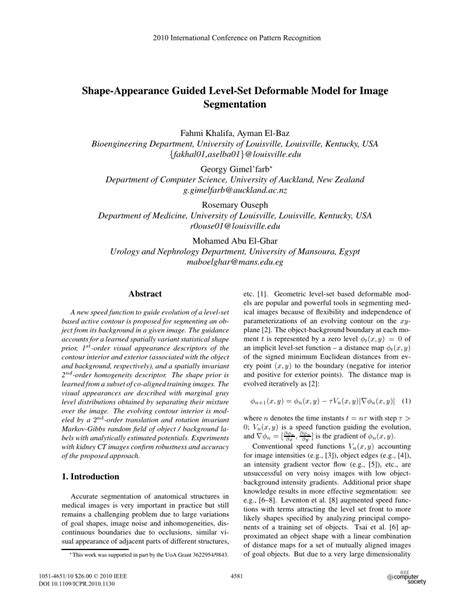 pdf shape appearance guided level set deformable model for image segmentation