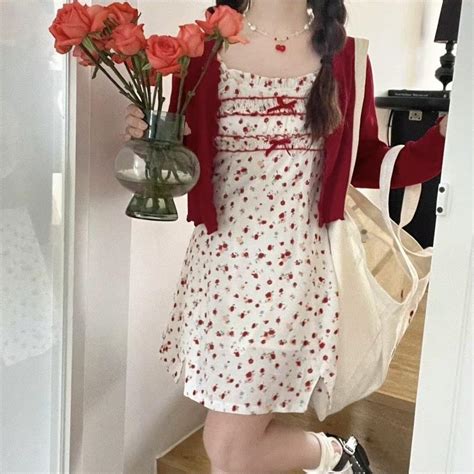 Yaz Japon Saf Sıcak Kız Sevimli Stringy Selvedge Çiçek Askı Elbise Kız Öğrenci Girly Kız