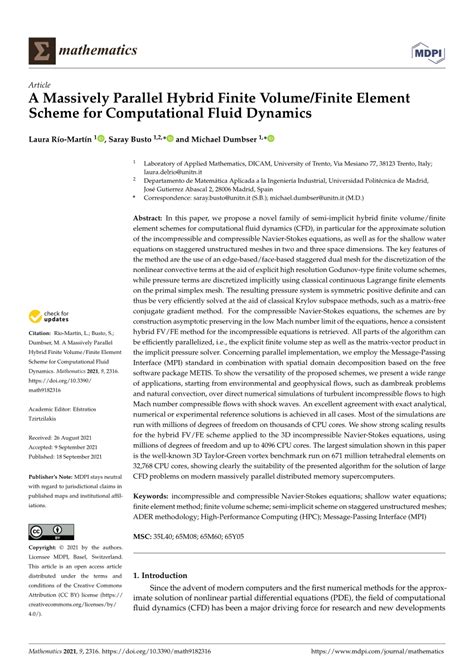 pdf a massively parallel hybrid finite volume finite element scheme for computational fluid