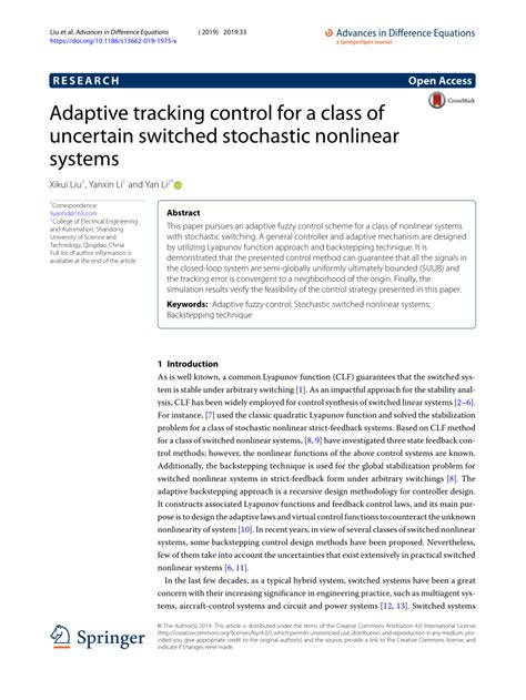 pdf adaptive tracking control for a class of uncertain switched stochastic nonlinear systems