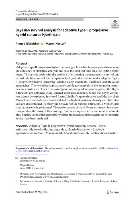 pdf bayesian survival analysis for adaptive type ii progressive hybrid censored hjorth data