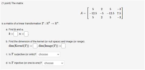 solved 1 point match each linear transformation with its
