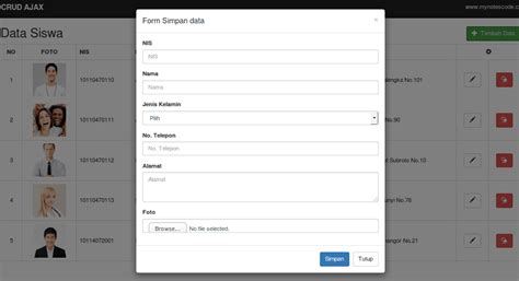 cara membuat crud plus upload gambar dengan php ajax bootstrap