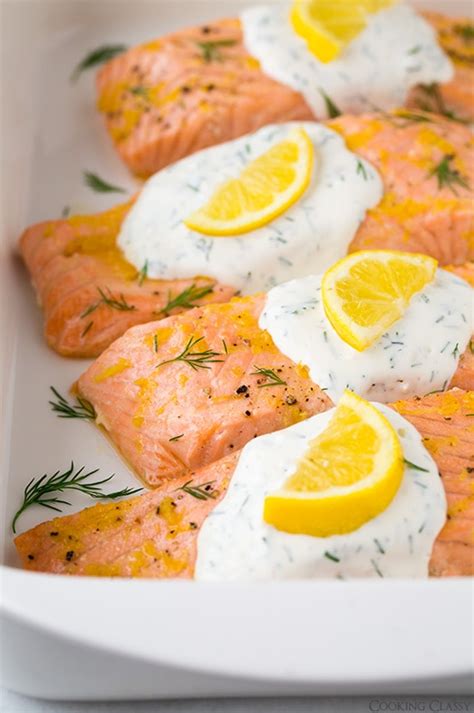 Baked Lemon Salmon With Creamy Dill Sauce Recipes My Era
