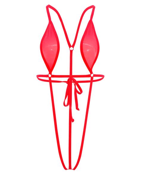 Sling Bikini Red See Through Extreme Slingshot Bikini Mini Micro Crotchless G String Bikini