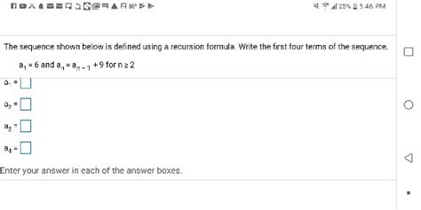solved the sequence shown below is defined using a recursion