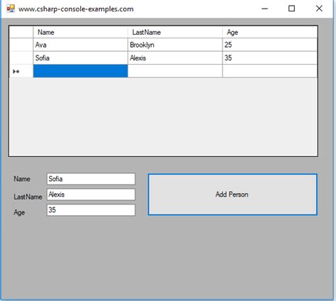 c datagridview add text from textbox to datagridview on button click programming