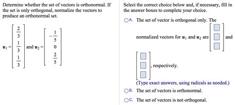 solved determine whether the set of vectors is orthonormal