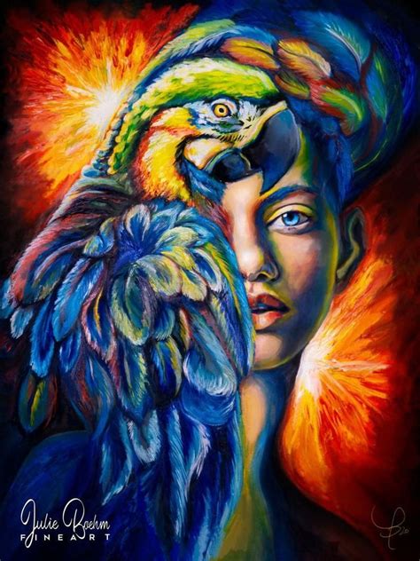 Magic Connection Kunstdruck In Limitierter Auflage Ein Emotionales Portrait Mit Blauem Papagei