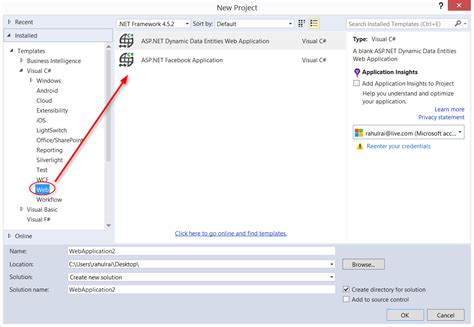 I Am Not Able To Find The ASP Net Web Application Template In Visual
