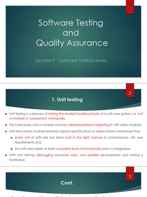 stqa lecture 7 software testing levels pdf software testing unit testing