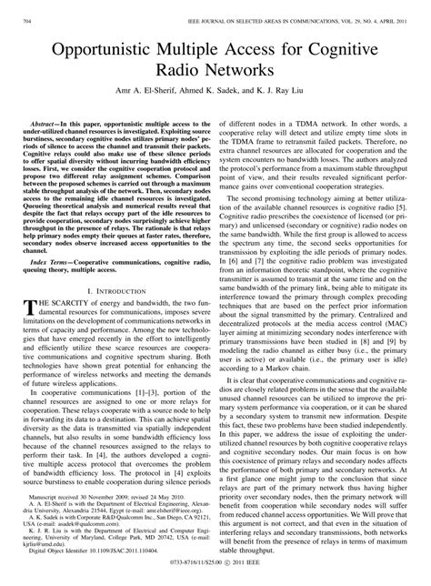 pdf opportunistic multiple access for cognitive radio networks