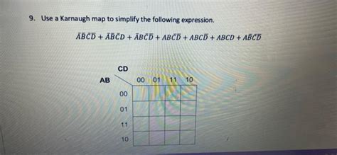 solved 9 use a karnaugh map to simplify the following