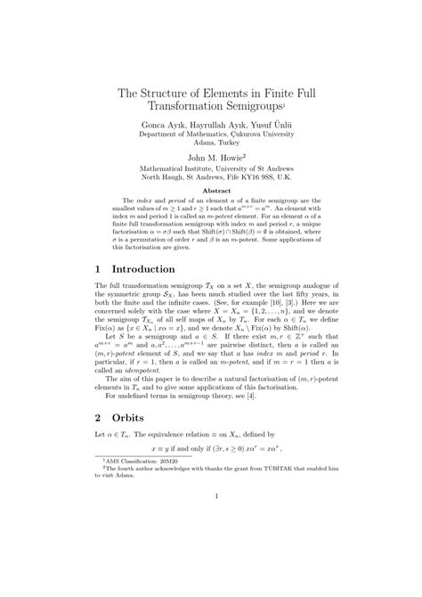 pdf the structure of elements in finite full transformation semigroups