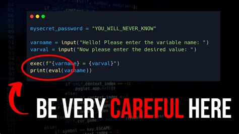 be careful when using exec or eval in python youtube