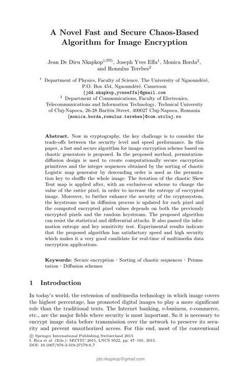 pdf a novel fast and secure chaos based algorithm for image encryption