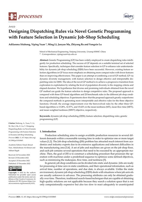 pdf designing dispatching rules via novel genetic programming with feature selection in