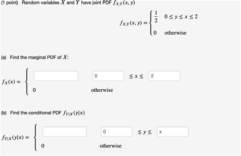 solved 1 point random variables x and y have joint pdf