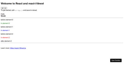 React I18next Example Forked Codesandbox