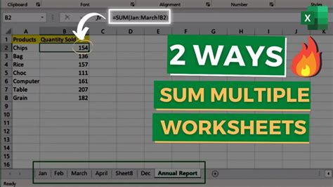 2 Easy Ways To Sum Multiple Worksheets In Excel Exceltutorial