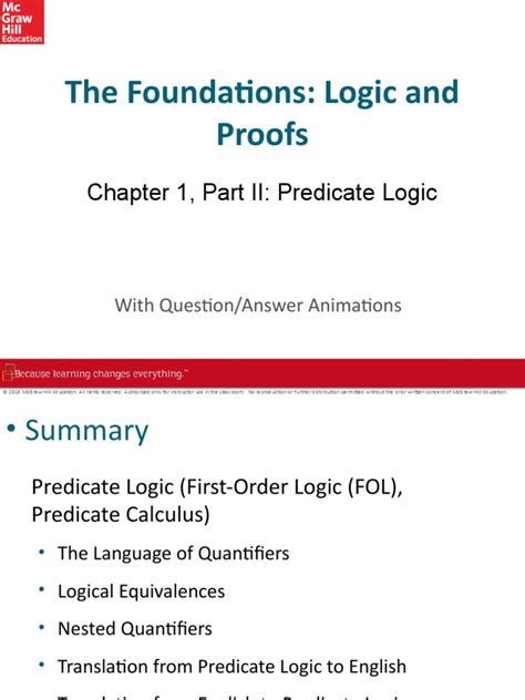 the foundations logic and proofs chapter 1 part ii predicate logic pdf first order logic