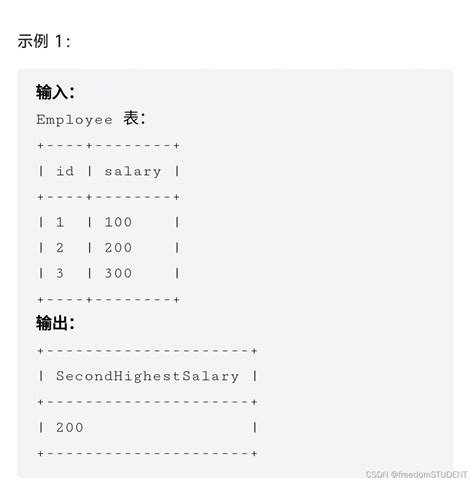 【leetcode】第二高的薪水（数据库） 数据库查询第二高的薪水 csdn博客