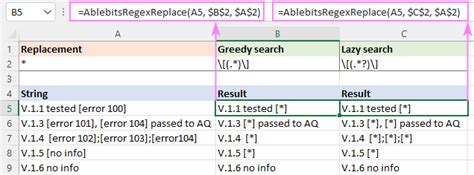 excel regex to replace strings using regular expressions
