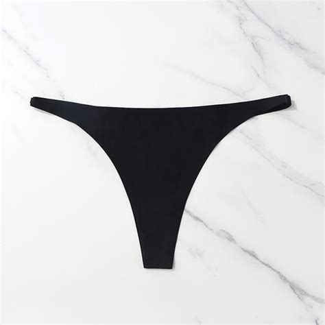 Cheap Ice Silk Seamless Panties For Women Soft Thin Band Thongs Woman Satin Underwear Female