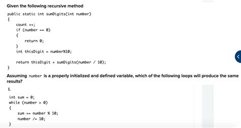 solved given the following recursive method public static
