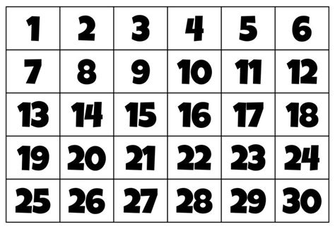 Large Printable Numbers 1 30 Pdf Printable Numbers Free Printable