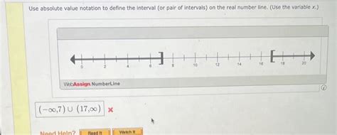 solved use absolute value notation to define the interval