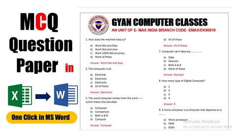 How To Make MCQ Question Paper MS Excel Into MS Word Using Mail Merge
