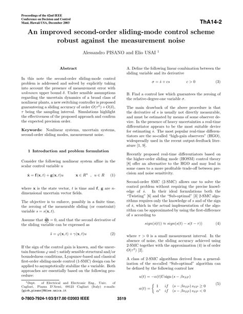 pdf an improved second order sliding mode control scheme robust against the measurement noise