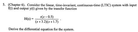 solved 5 chapter 6 consider the linear time invariant