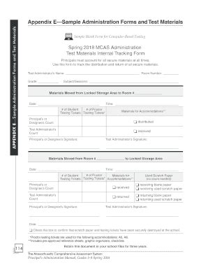 Fillable Online Appendix ESample Administration Forms And Test