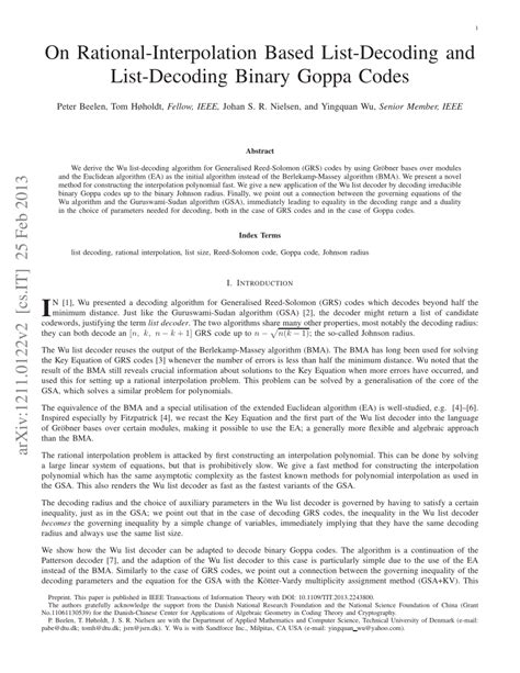 [pdf] on rational interpolation based list decoding and list decoding binary goppa codes