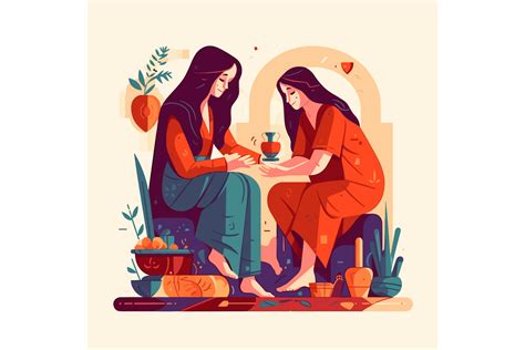 Svg Mary Magdalene Washing Jesus Feet Lo Graphic By Evoke City · Creative Fabrica