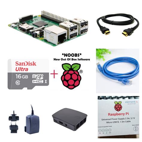 buy raspberry pi 3 model b official complete kit 16gb noobs 5v 2 5a stontronics adapter