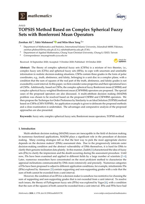 pdf topsis method based on complex spherical fuzzy sets with bonferroni mean operators