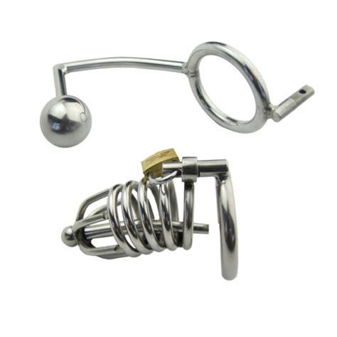 Metal Chastity Cage Imprisoned Anus Plug Chastity Cage