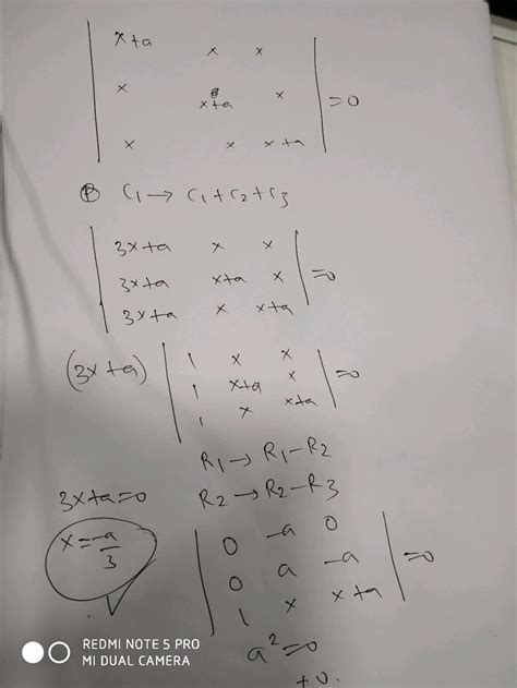 solve x using properties of determinants left begin{array} { c c c } { x a } and { x