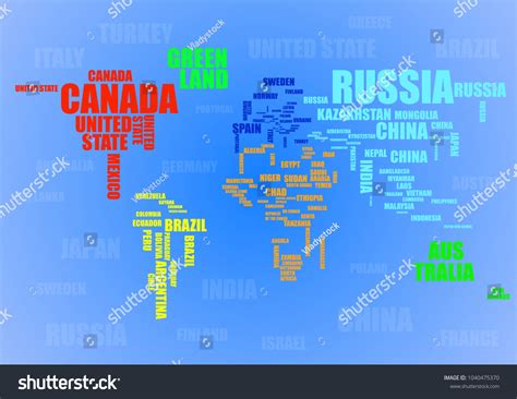typography colorful world map country names stock vector royalty free 1040475370 shutterstock