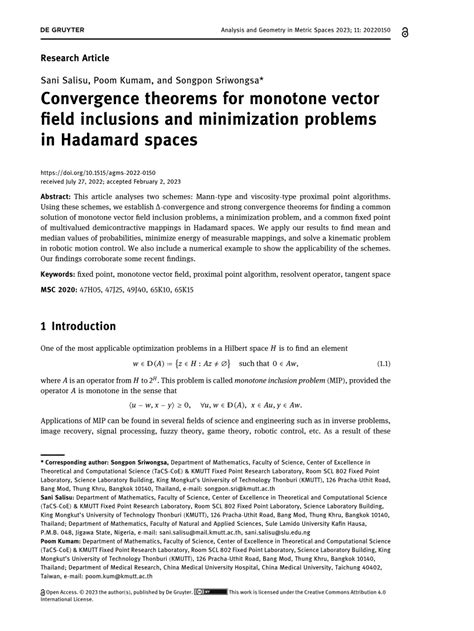 pdf convergence theorems for monotone vector field inclusions and minimization problems in
