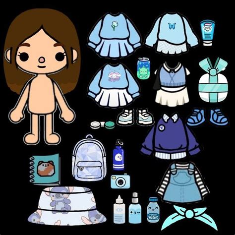 Toca Boca Paper Doll Blue Girl Paper Dolls Paper Dolls Clothing Paper Dolls Diy