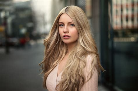 Wallpaper Face Women Model Blonde Depth Of Field Long Hair Glasses Dress Martin K Hn