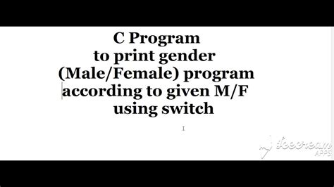 printing the gender using switch statement in c youtube