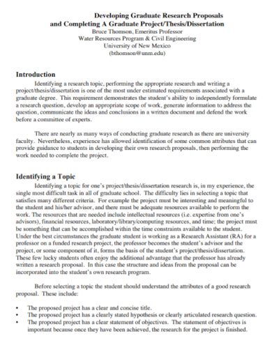 FREE 10 Dissertation Research Proposal Samples Graduate Masters