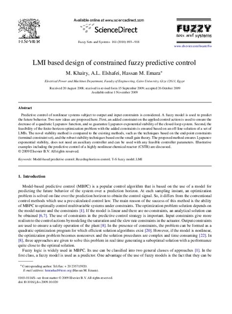 pdf lmi based design of constrained fuzzy predictive control mohamed khairy